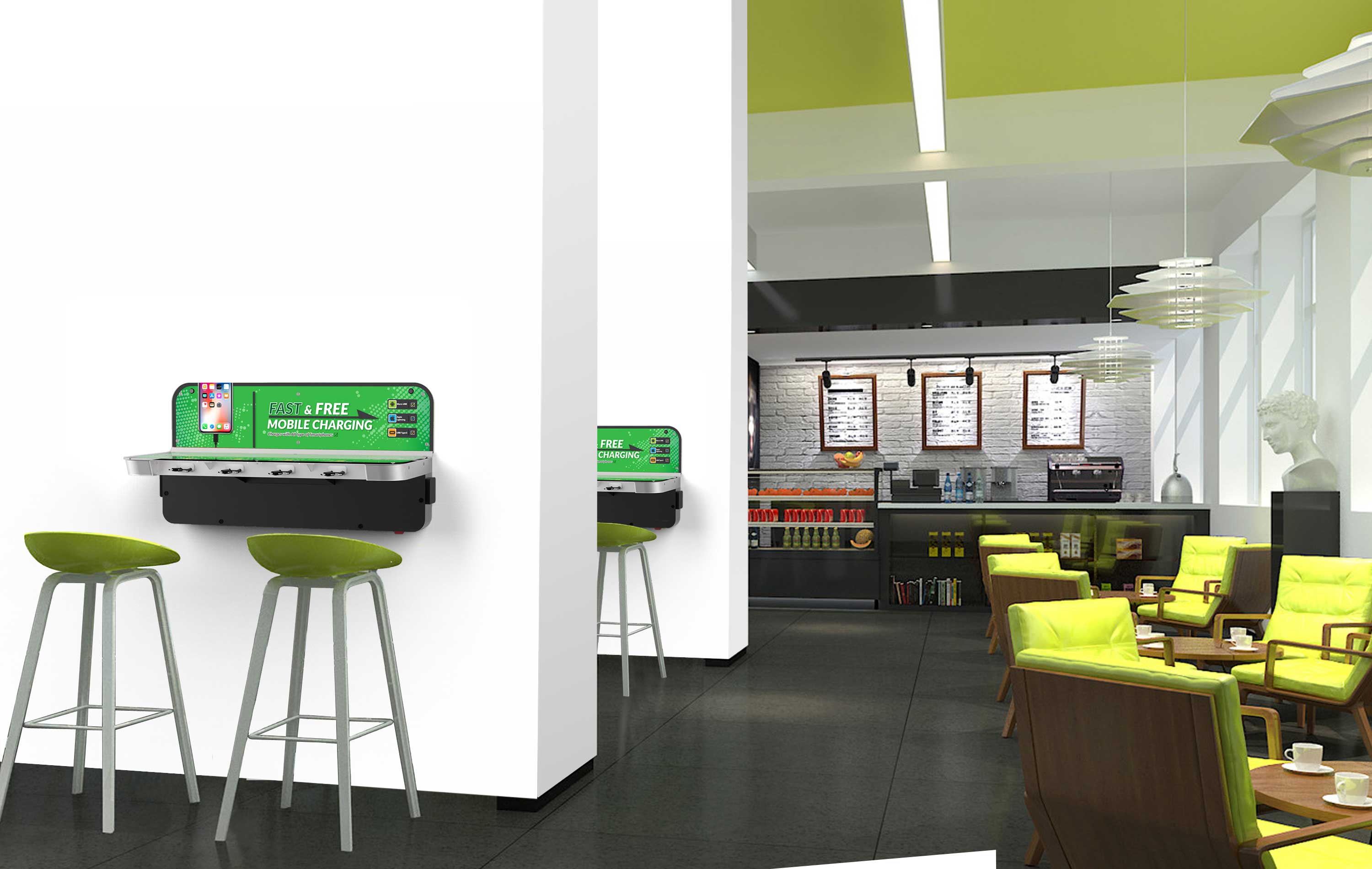 Wallflower Wall Mounted Workstation with Wireless Charging - Chargebar
